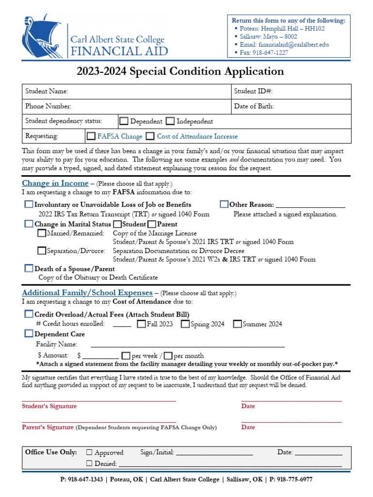 23 24 Special Condition Application | PDF | Irs Tax Forms | Taxes