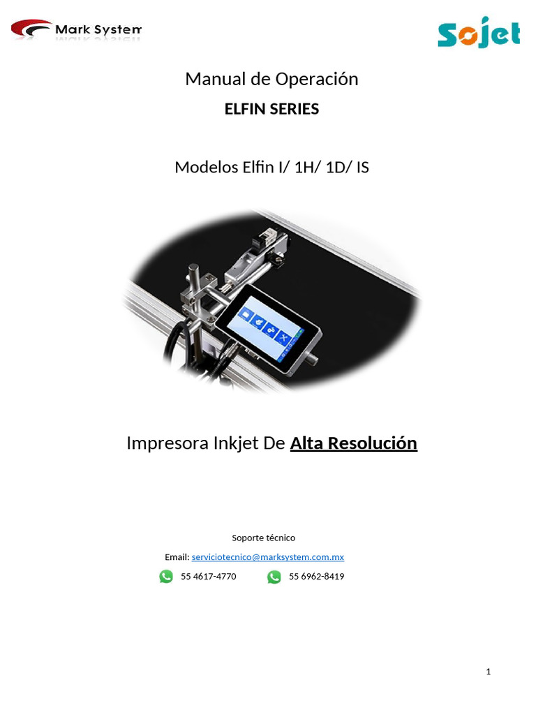 Manual de Operación Sojet Elfin I-1D-IH y Is | PDF | Archivo de ...