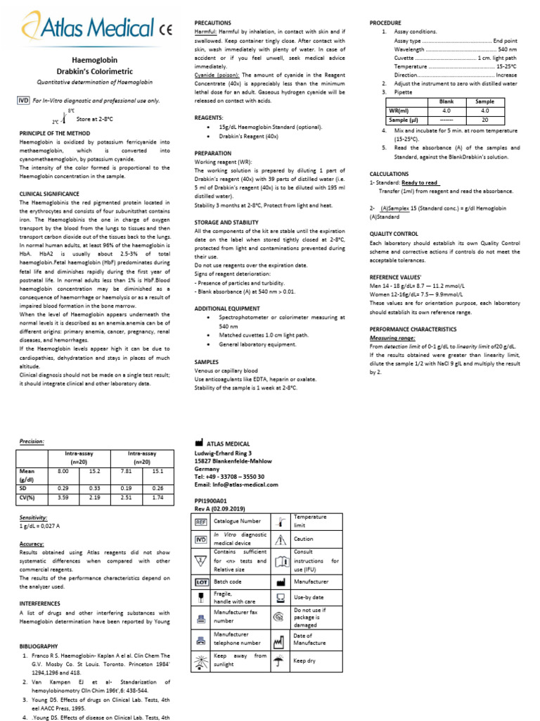 Quantitative Haemoglobin Testing Method | PDF | Hemoglobin | Medical ...
