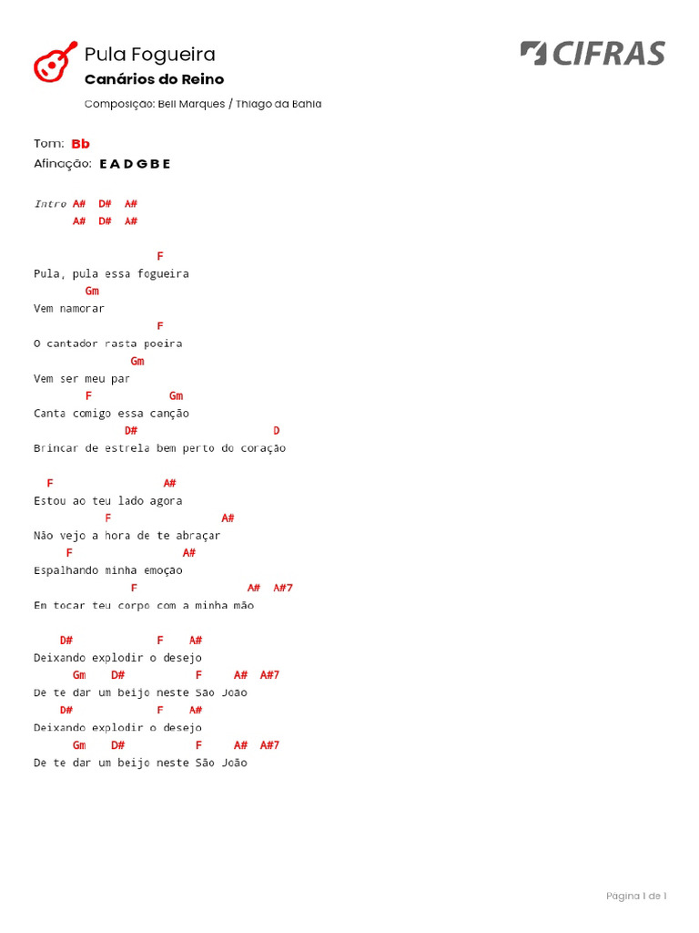 CIFRAS Cifra Canarios-Do-Reino Pula-Fogueira | PDF