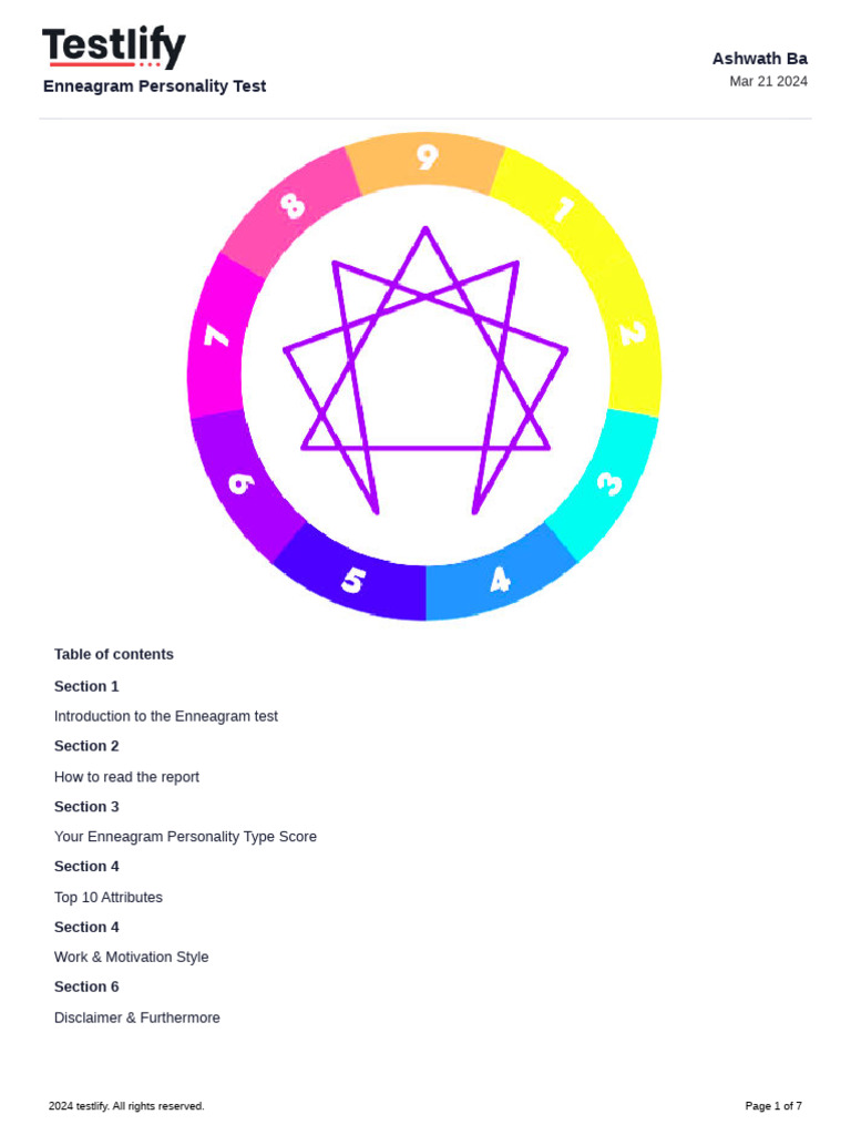 Enneagram Personality Test Sample Report | PDF | Anxiety | Enneagram Of ...