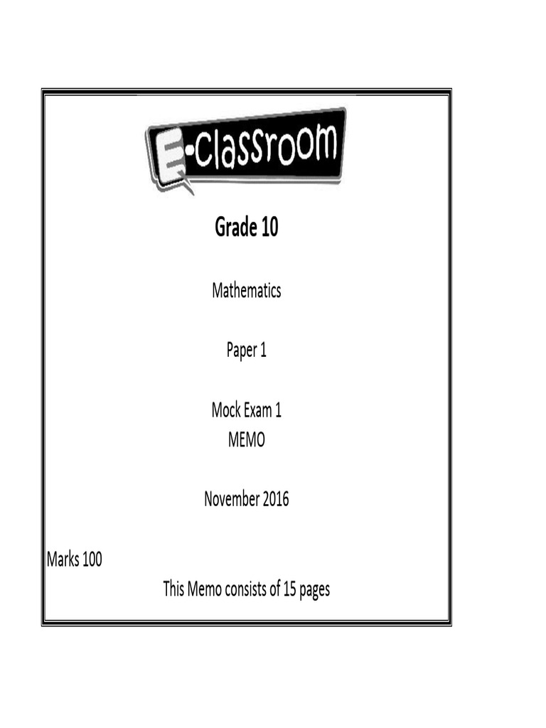 gr10 Mock Exam 1 Paper 1 Memoed | PDF | Equations | Interest gr10 Mock Exam 1 Paper 1 Memoed | PDF | Equations | Interest