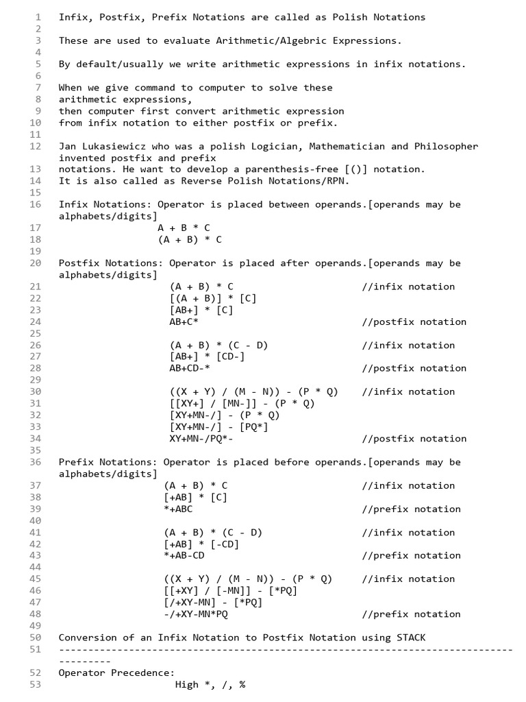 Polish Notations | PDF | Mathematical Notation | Notation