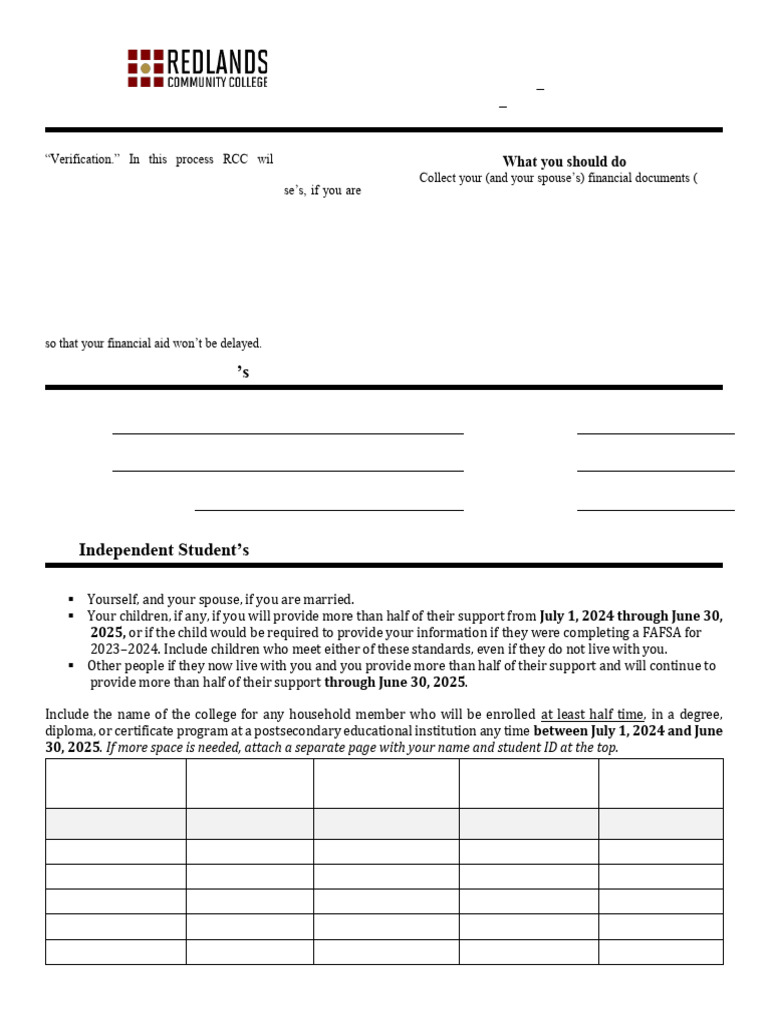 V4 V5 Independent Verification Worksheet | PDF | Irs Tax Forms | Internal Revenue Service