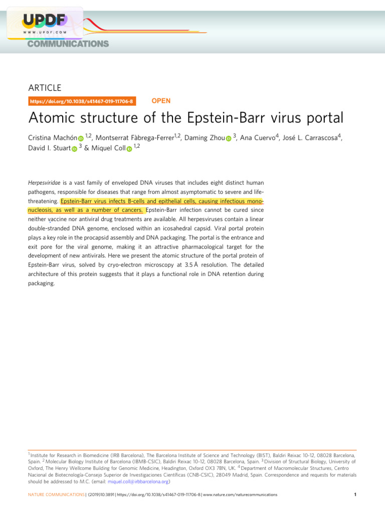 2019 - Estructura Atómica Del Portal Del Virus de Epstein-Barr | PDF | Beta Sheet | Virus