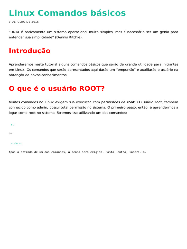 Linux Comandos Basicos | PDF