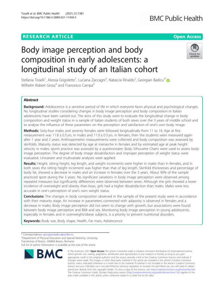 Body Image Perception and Body Composition in Early Adolescence | PDF ...