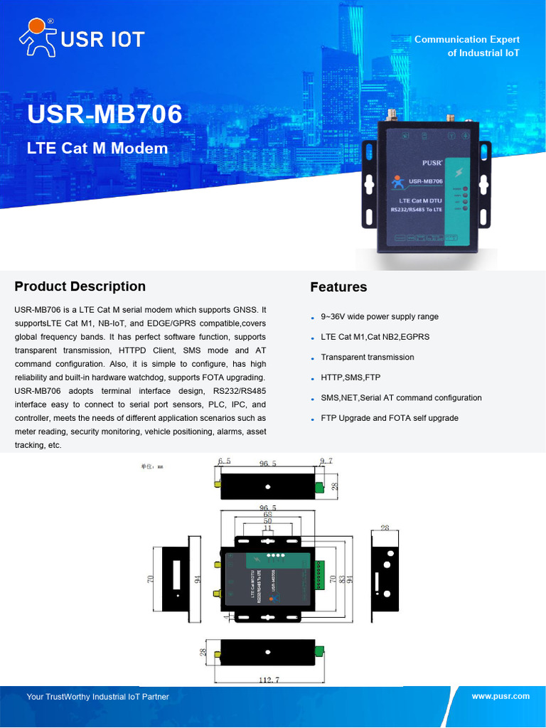 [Datasheet]-USR-MB706-Datasheet_1687230153 (1) | PDF | File Transfer Protocol ...