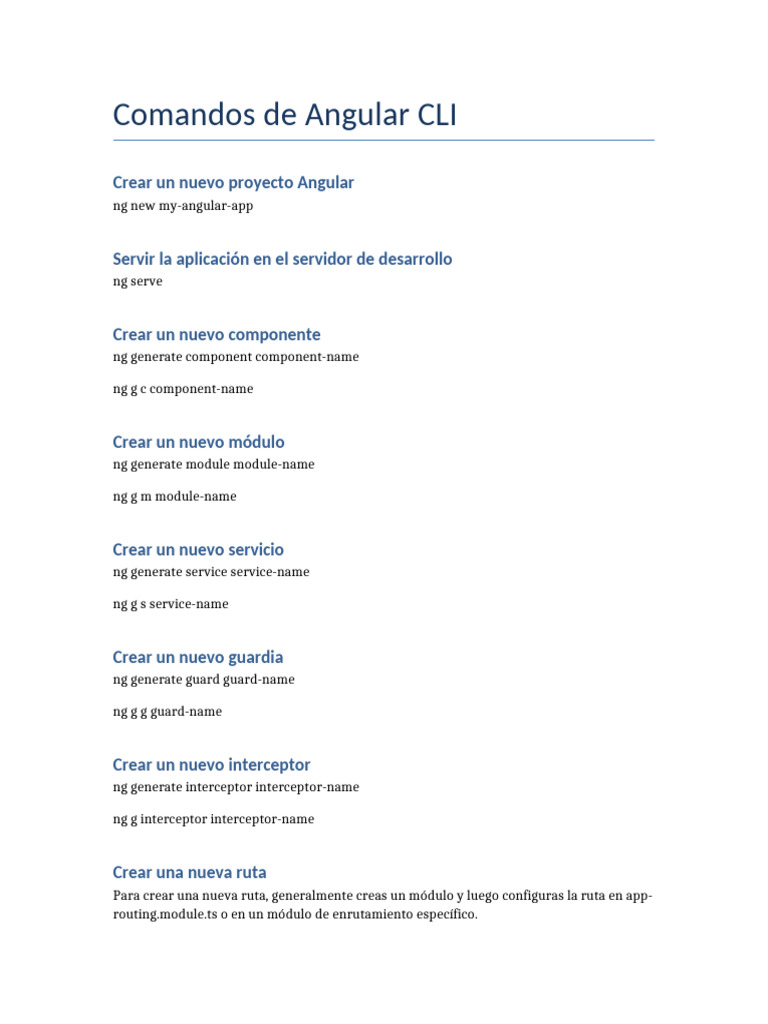 Comandos de Angular CLI | PDF | Negocios | Computadoras Comandos de Angular CLI | PDF | Negocios | Computadoras