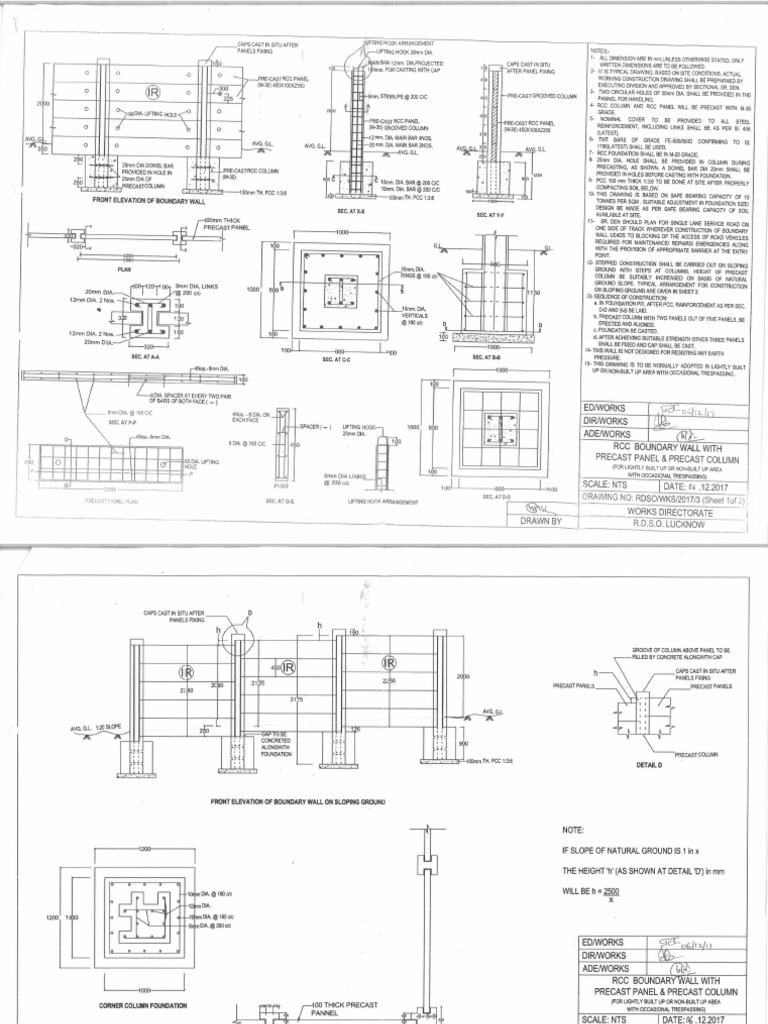RCC Boundary Wall With Precast Panel & Precast Column | PDF