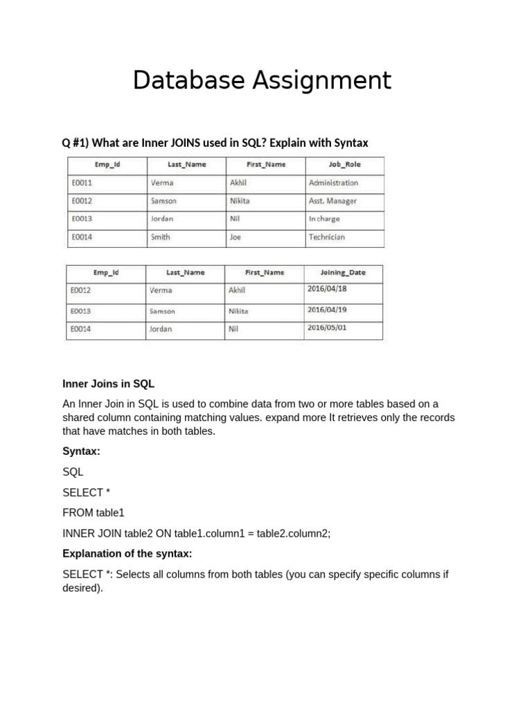 DataBase Assignments | PDF | Table (Database) | Computer Programming