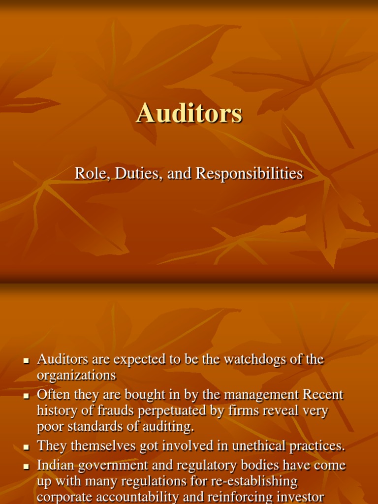 Auditors: Role, Duties, and Responsibilities | PDF | Financial Audit ...