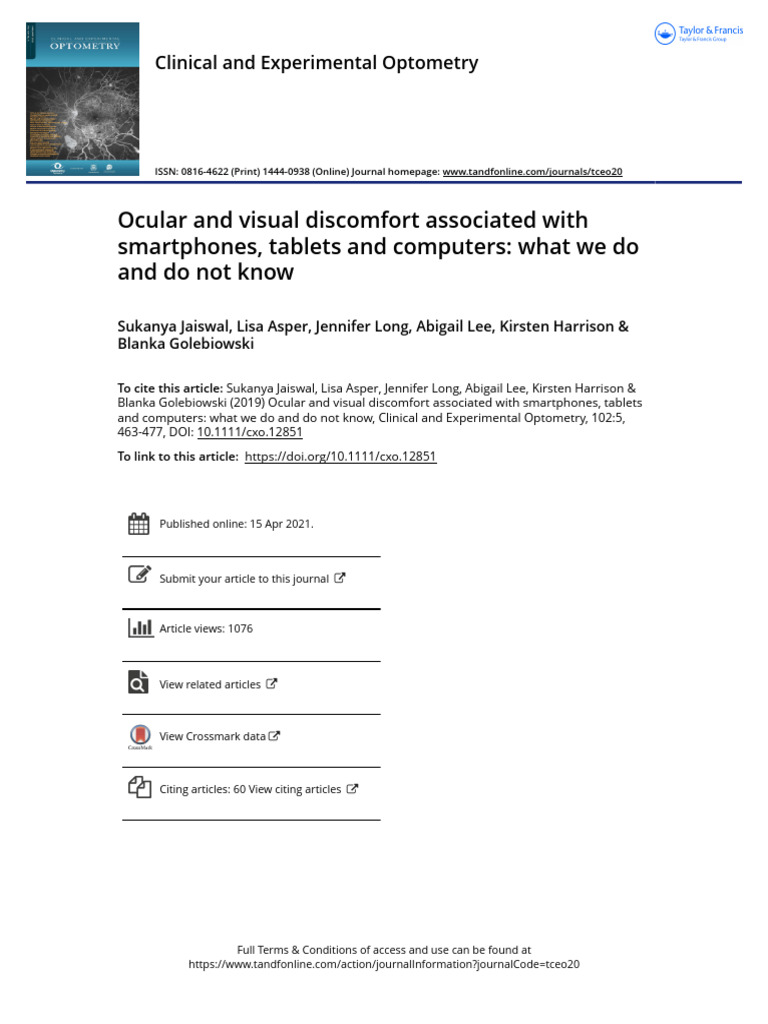 Ocular and Visual Discomfort Associated With Smartphones Tablets and Computers What We Do and Do ...