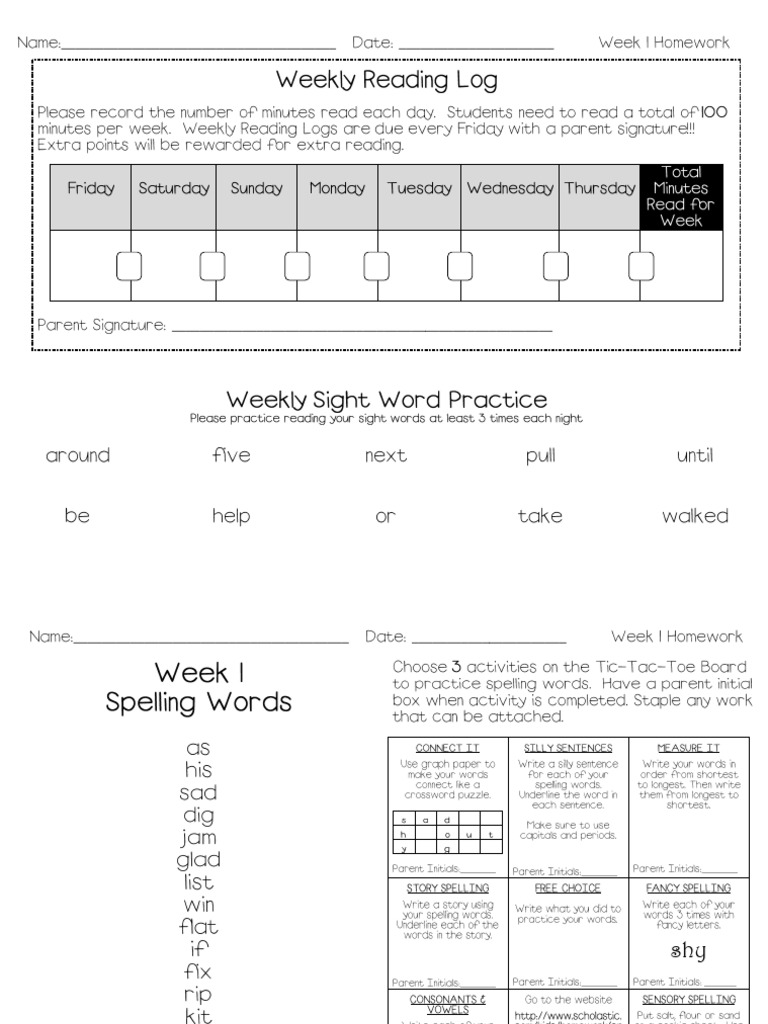Weekly Sight Word Practice Activities | PDF