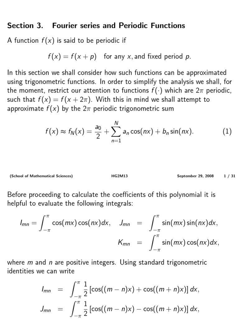 Fourier Series | Fourier Series | Trigonometric Functions