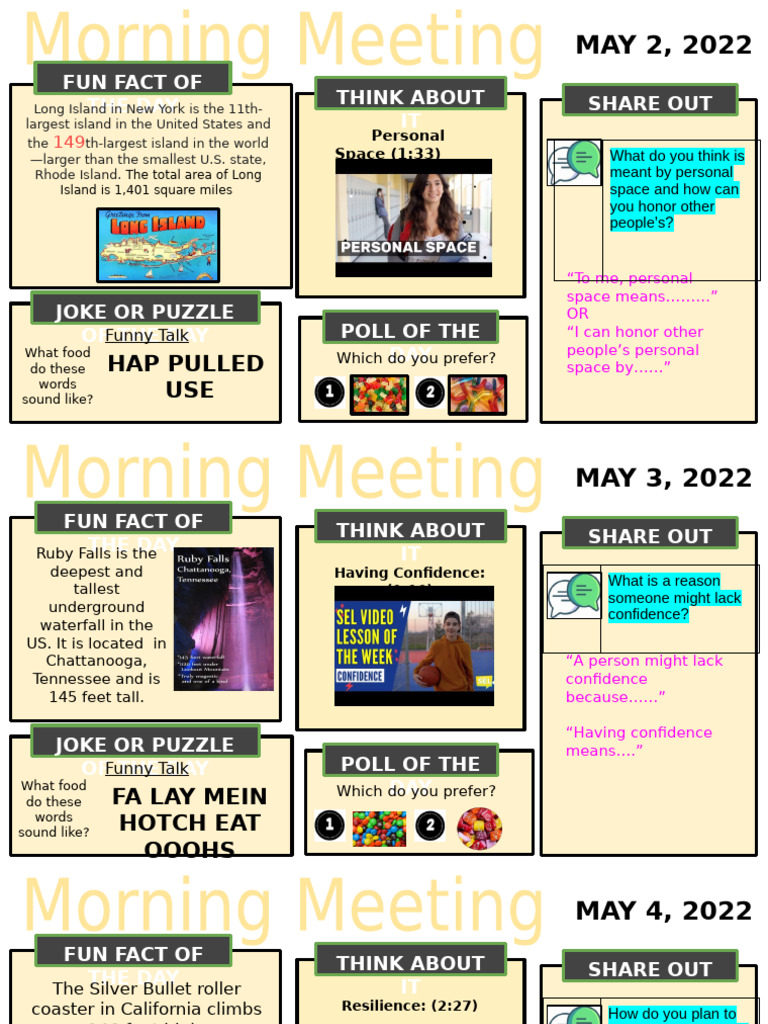 Daily Fun Facts and Reflection Prompts | PDF