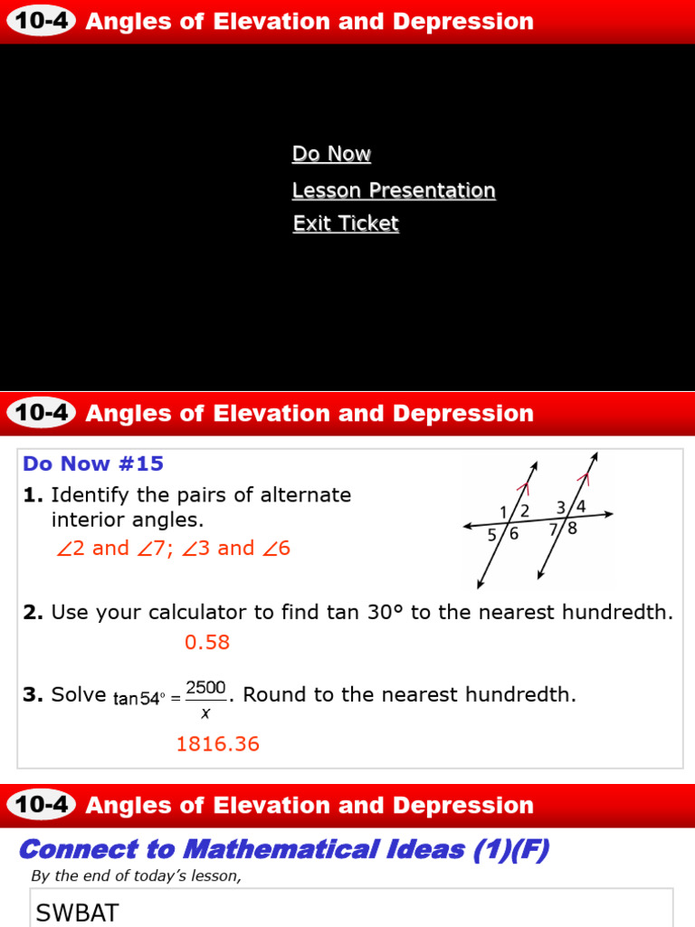 GCH10L4 Angles of Elevation and Depression | PDF | Angle ...