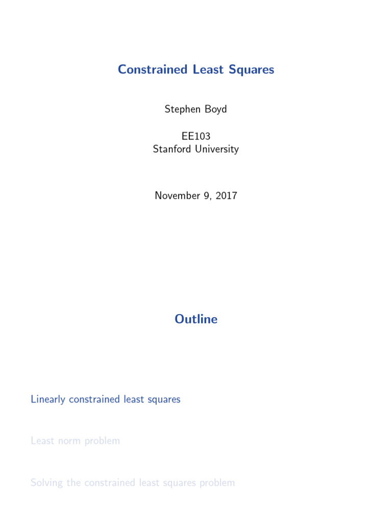 Constrained Least Squares - Slides | PDF | Least Squares | Equations