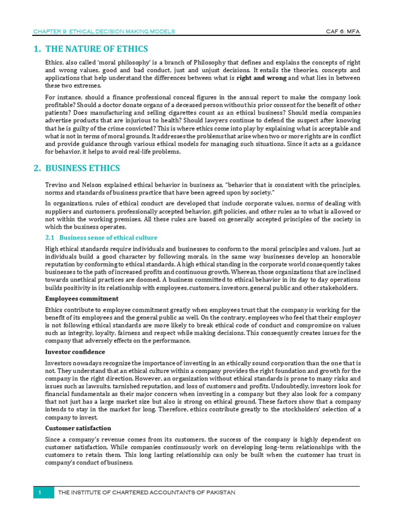 Chap 9 - Ethical Decision Making (Notes) | PDF | Utilitarianism ...