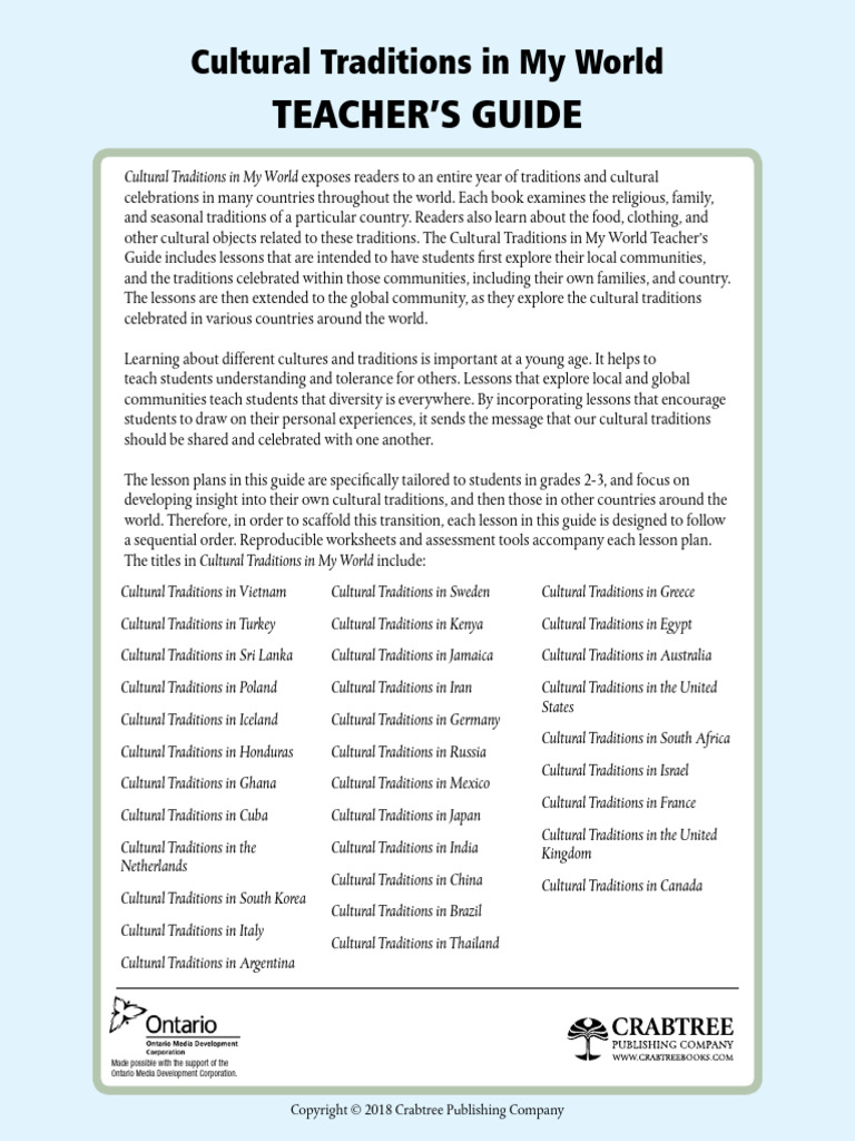 Cultural Traditions in My World | PDF | Lesson Plan | Rubric (Academic)