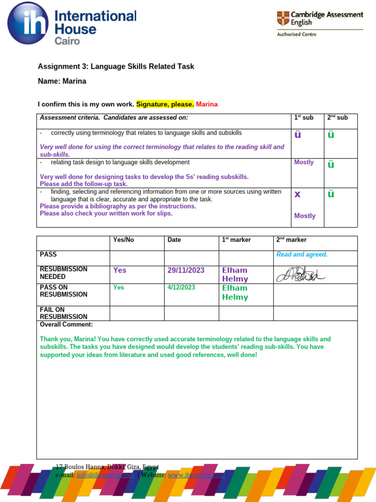 Language Skills Assignment Review | PDF | Fluency | Vocabulary