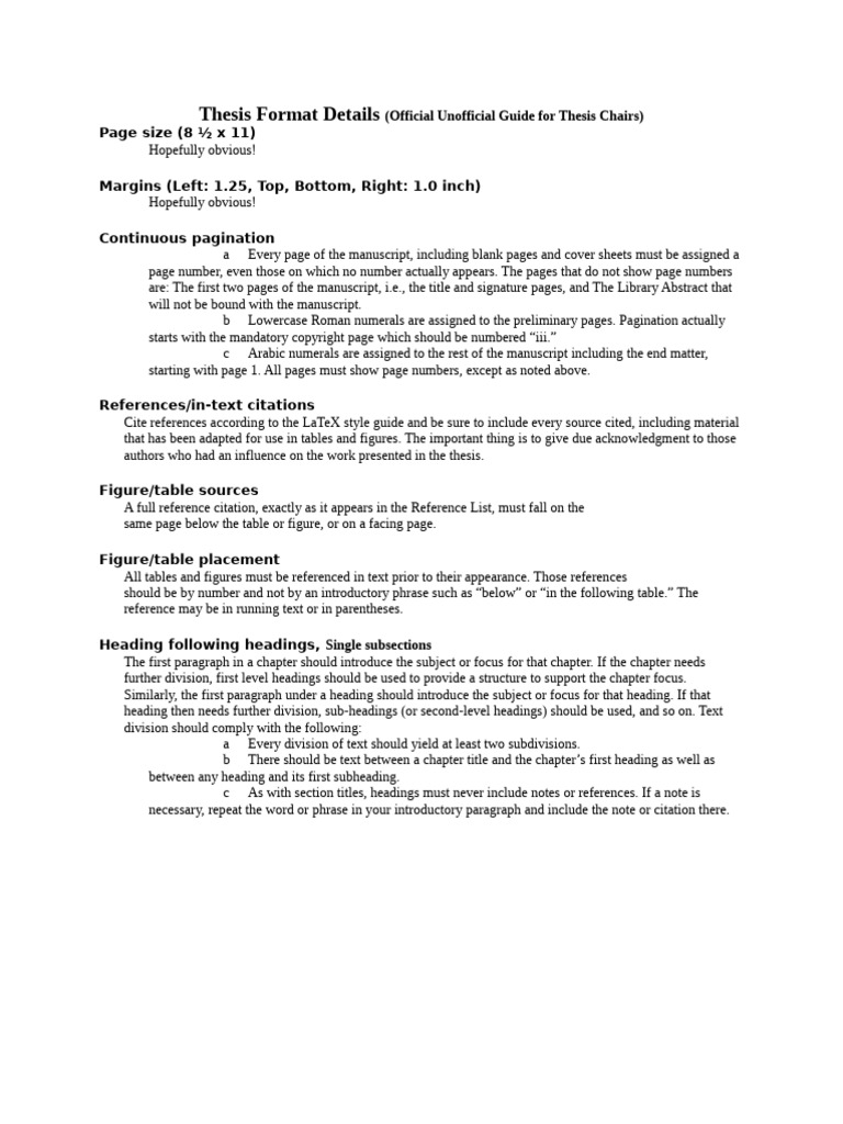 Latex Thesis Format Details Unofficial Pdf Citation Thesis