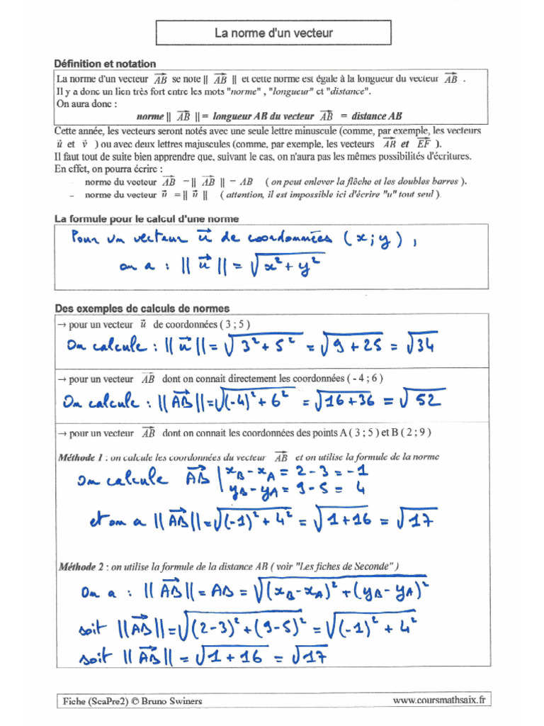 La Norme D Un Vecteur Comment La Calculer | PDF