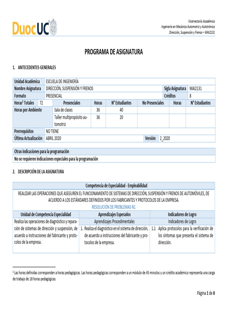 Programa de La Asignatura | PDF