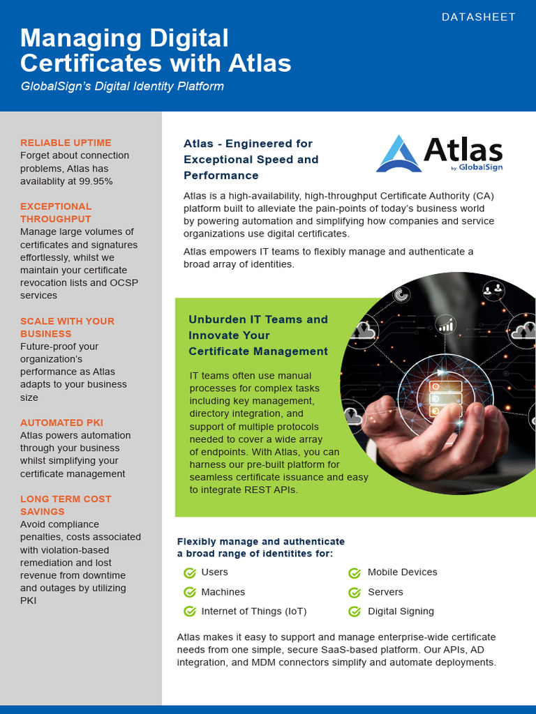 Atlas Datasheet APAC 2023-10-31 | PDF | Public Key Certificate | Internet Of Things