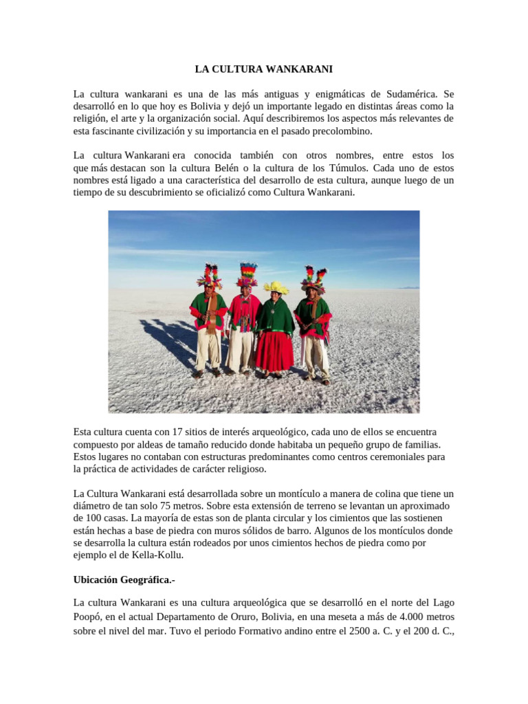 La Cultura Wankarani | PDF | Ciencias sociales | Religión y espiritualidad