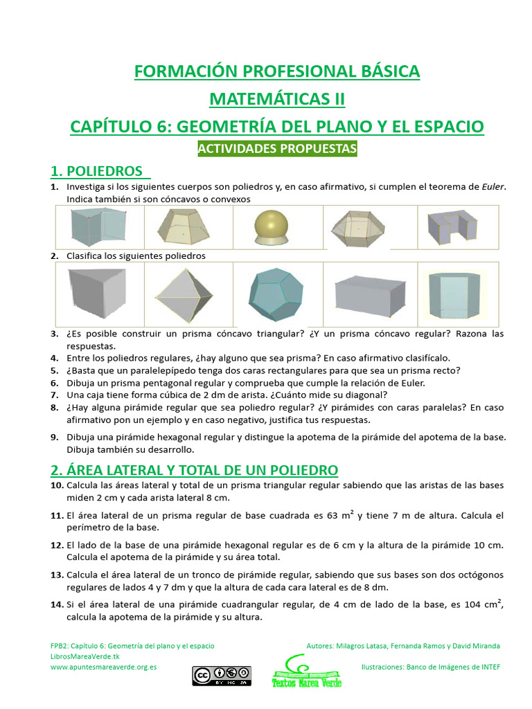 FPB2 Ejercicios 6 Geometria Espacio | PDF | Geometría euclidiana | Formas geométricas