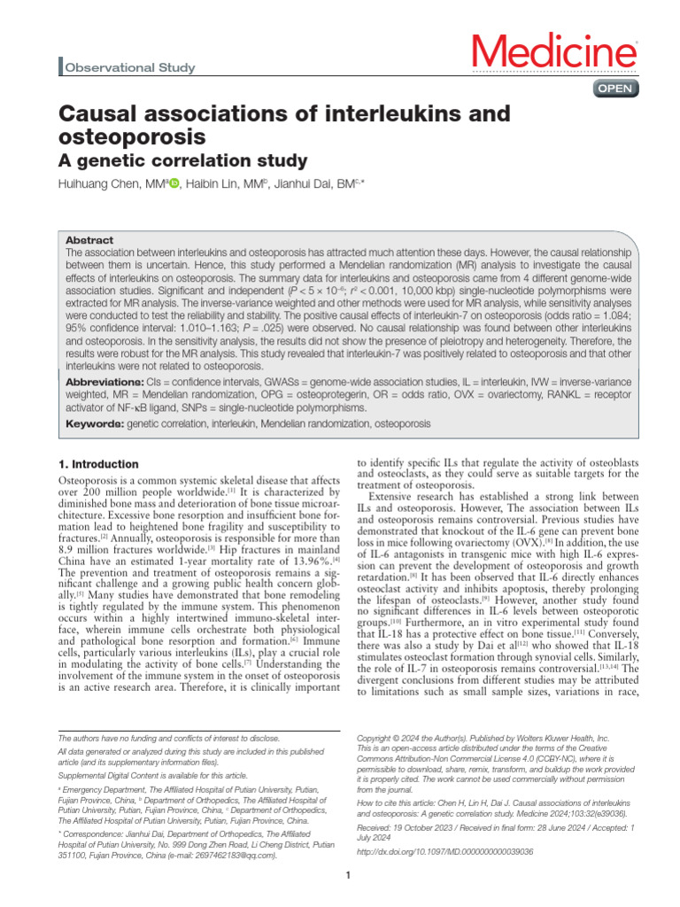 Causal Associations of Interleukins And.5 | PDF | Bone | Osteoporosis