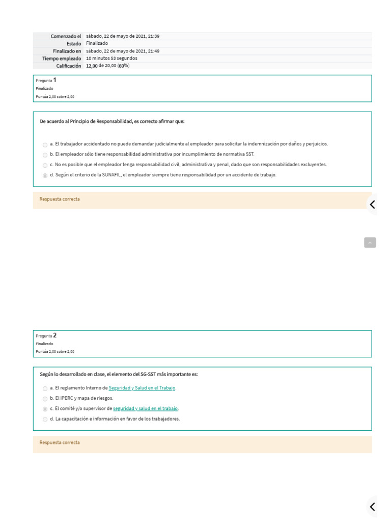 EXAMEN FINAL SST M1 - Revisión Del Intento | PDF | Negocios | Finanzas y dinero