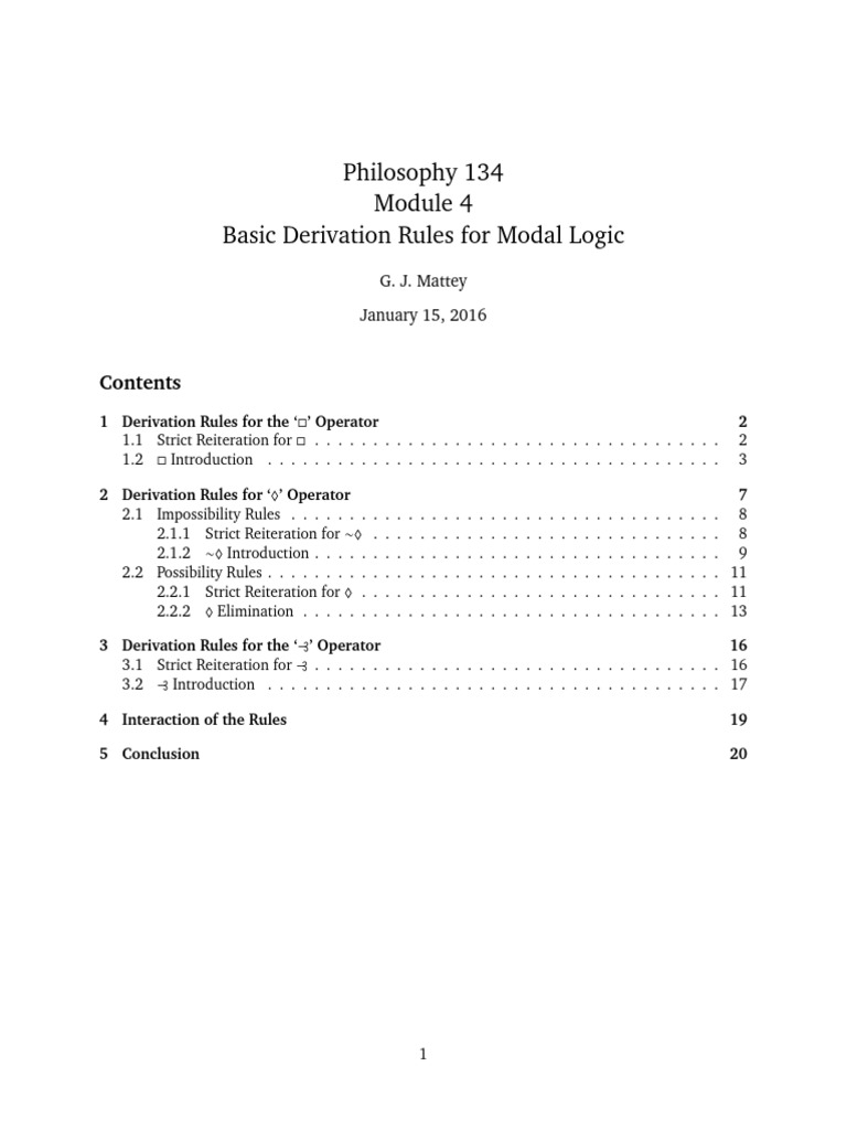 Module 4 - Darivation Rules For Modal Logic | PDF | Modal Logic | Scope (Computer Science)