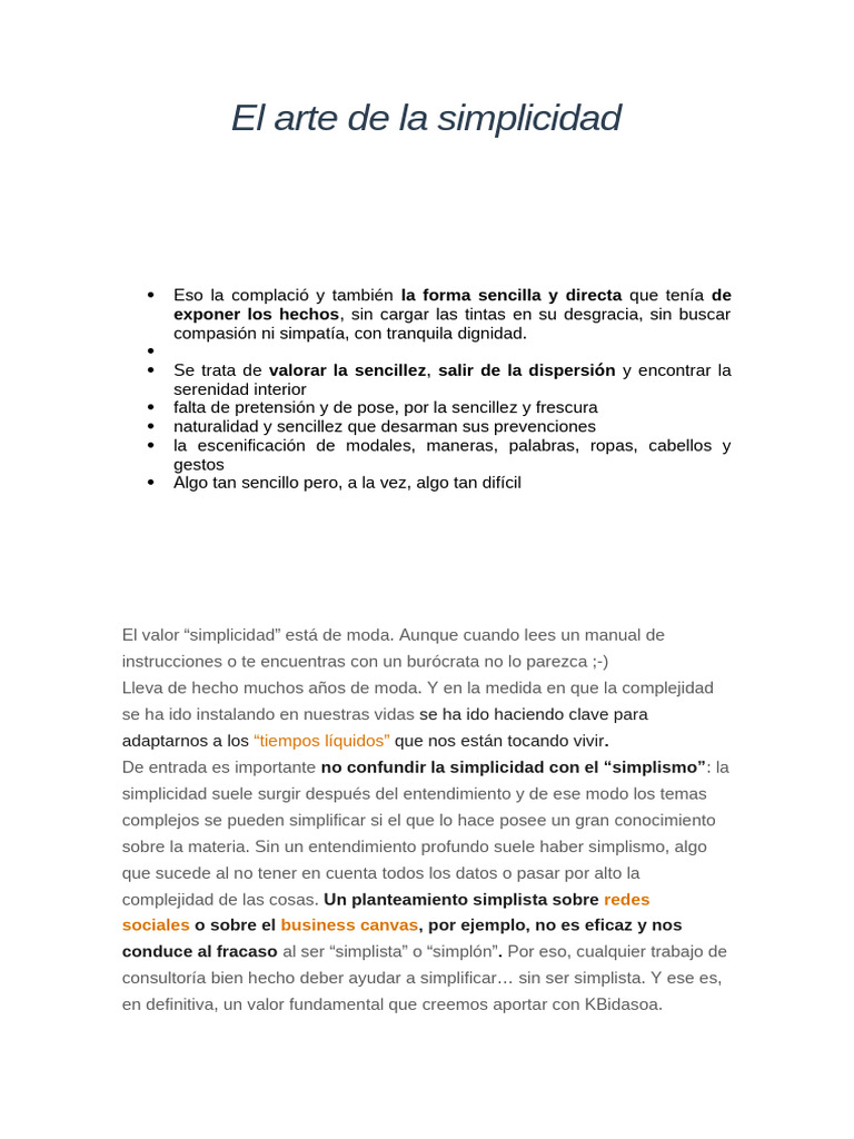 El arte de la simplicidad | PDF | Crecimiento personal y profesional ...