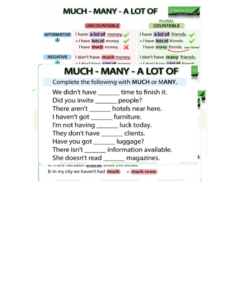 Much Many A Lot of | PDF