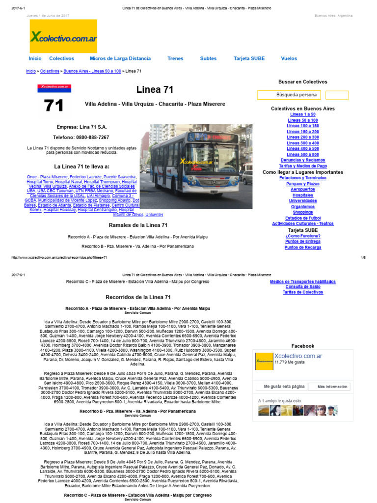 Linea 71 de Colectivos en Buenos Aires - Villa Adelina - Villa Urquiza ...