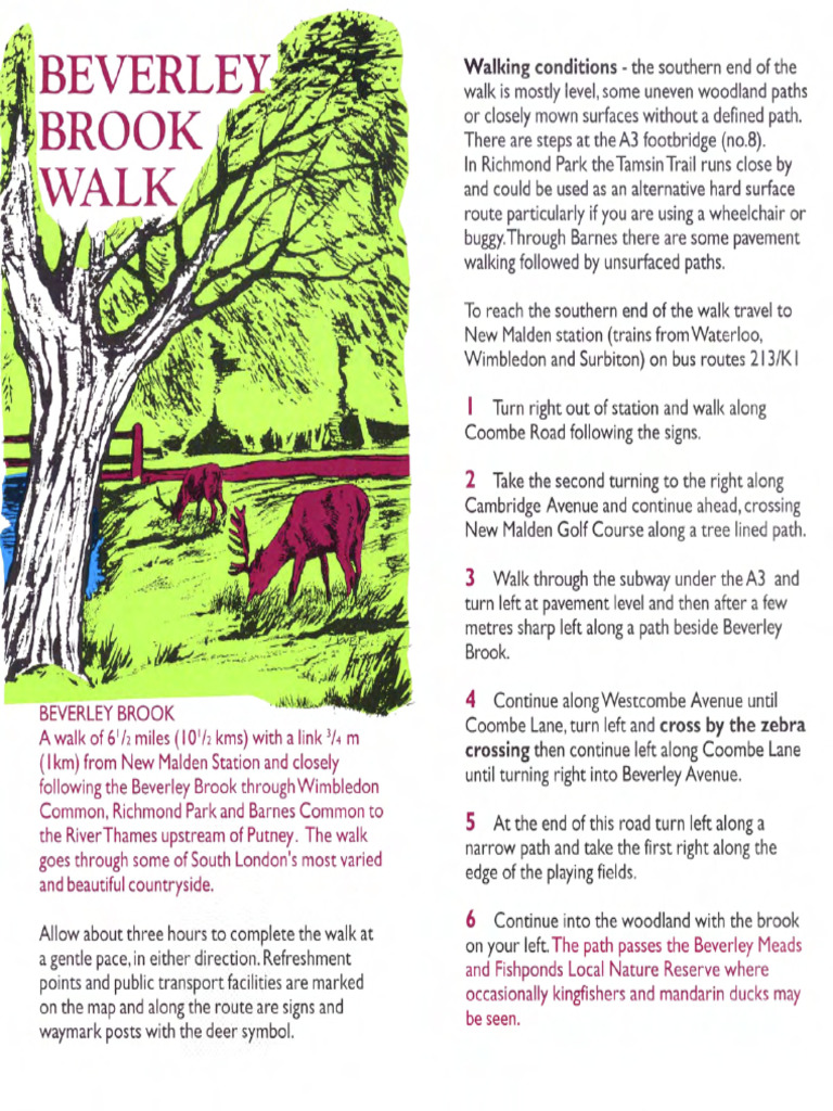 Beverley Brook Walk Guide: 6.5 Miles | PDF | Transport Infrastructure ...