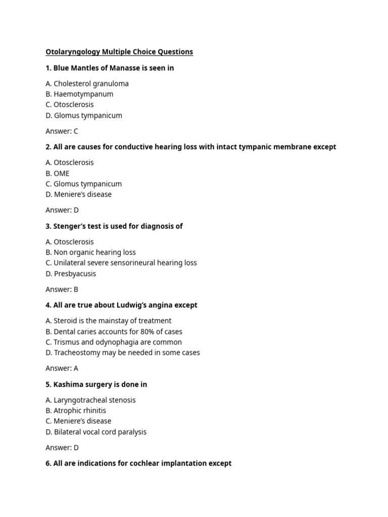 Ent MCQ | PDF | Esophagus | Anatomy