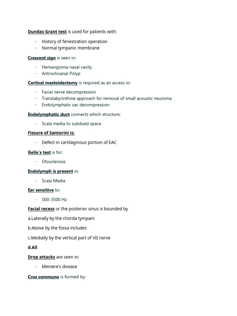 ENT MCQ 1 Collection | PDF | Human Nose | Medical Specialties
