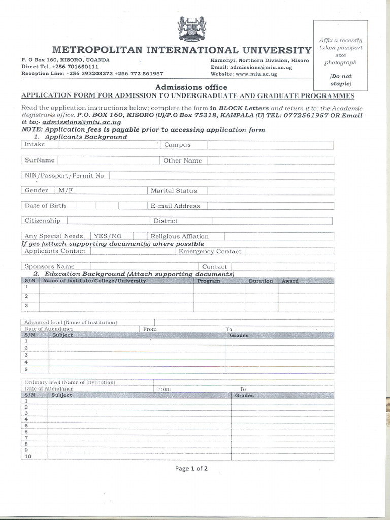 Admission Metropolitan | PDF