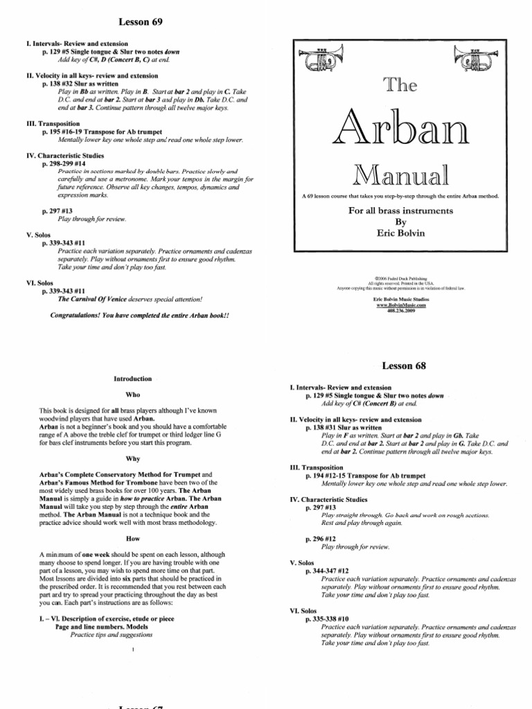 Bolvin Technique On The Arban-Manual | PDF