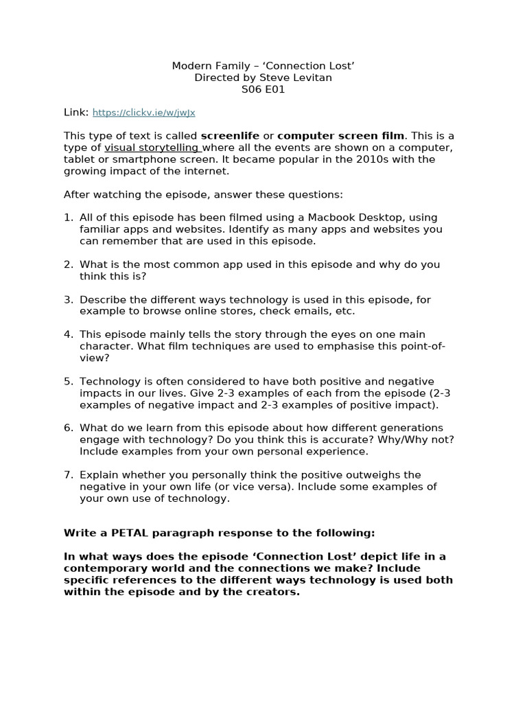 Modern Family Analysis Sheet | PDF | Mobile App