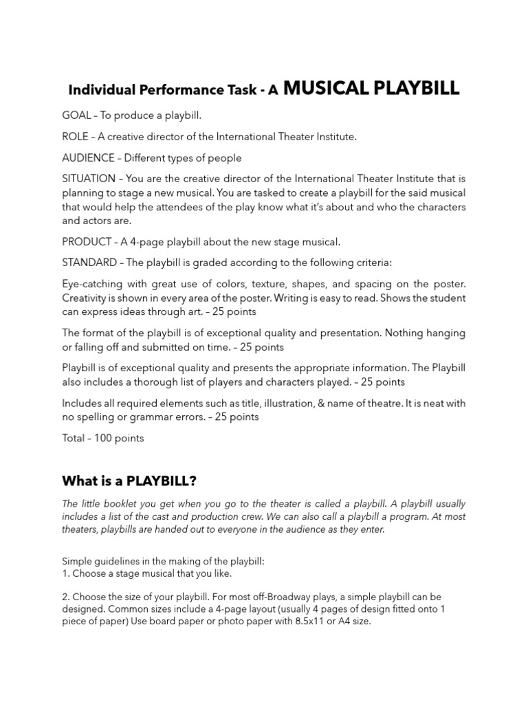 Individual Performance Task | PDF | Theatre | Communication Design