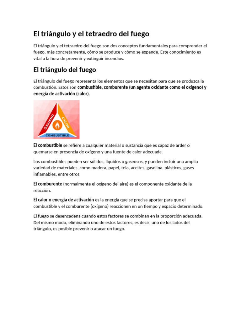 El Triángulo y El Tetraedro Del Fuego | PDF | Agente oxidante | Combustión