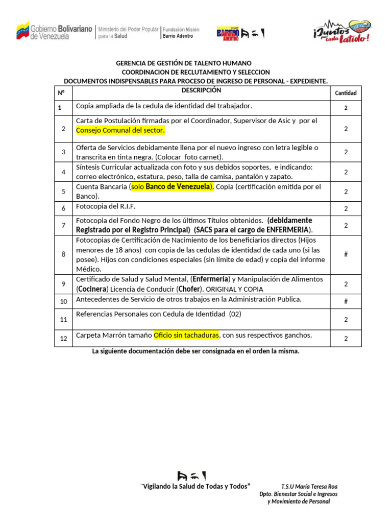 Nuevos Requisitos de Ingreso | PDF | Documento de identidad