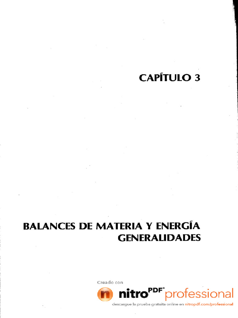 Capitulo 3 Balances de Materia y Energia DR Antonio Valiente | PDF