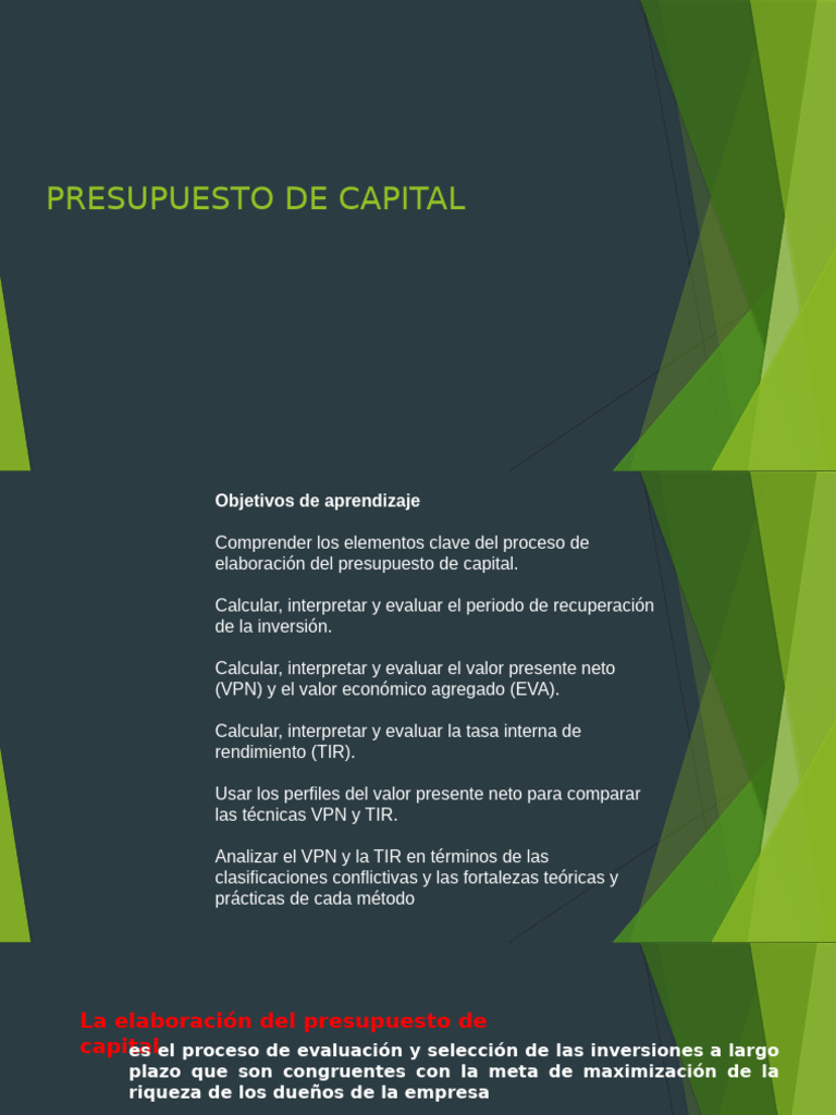 Presupuesto de Capital | PDF | Presupuesto | Inversiones