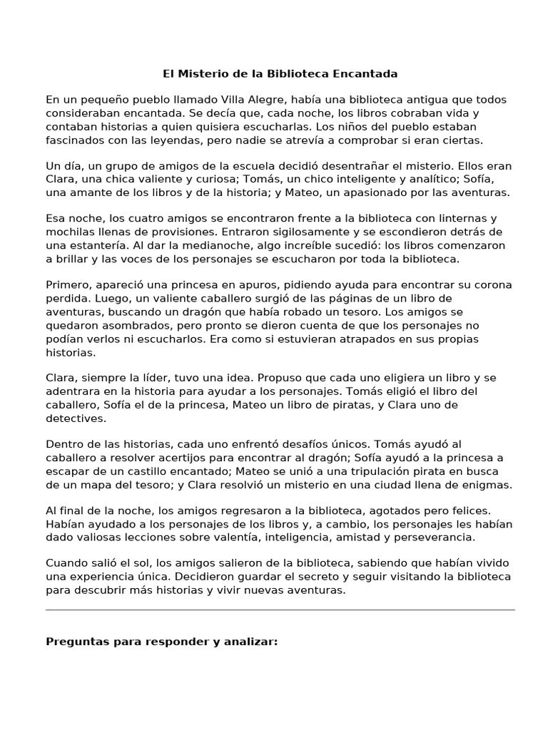 El Misterio de La Biblioteca Encantada | PDF