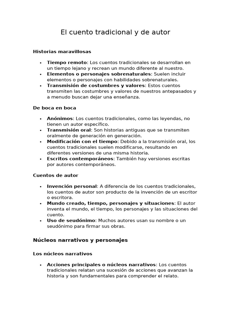 Cuentos Tradicionales y de Autor | PDF | Verbo